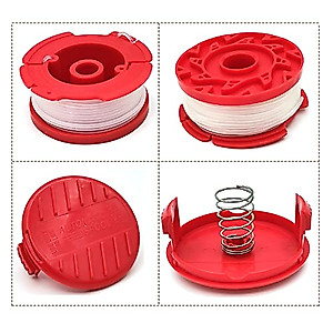 Weed Eater String for Craftsman CMZST0653 CMZST065,0.065" String Trimmer Line 30 Feet,QUASION Weed Eater Line 20V Trimmer Spool(6 Spool,1 Cap CMZST120SC,1 Spring)
