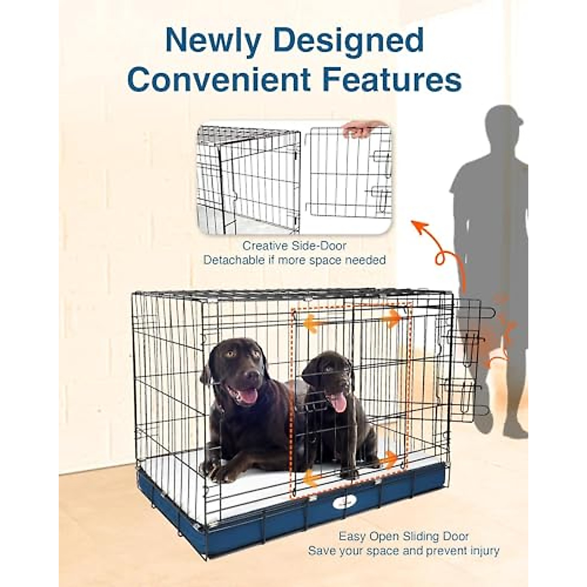 Heated Dog House for Outdoor, Dog Crate Kit for Small Medium Intermediate Dogs, 2 Doors Heavy-Duty Dog Kennel Value Pack with Insulated Crate Cover & Bed & Adjustable Pet Heating Pad (36 Inch Kit)