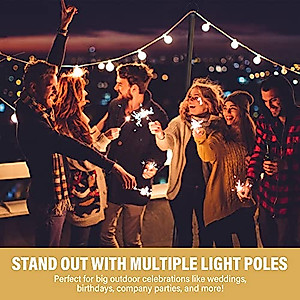 Ointo Garden String Light Pole - Outdoor Metal Poles with Hooks for Hanging String Lights - Garden, Backyard, Patio Lighting Stand for Parties, Wedding（2 Pack）