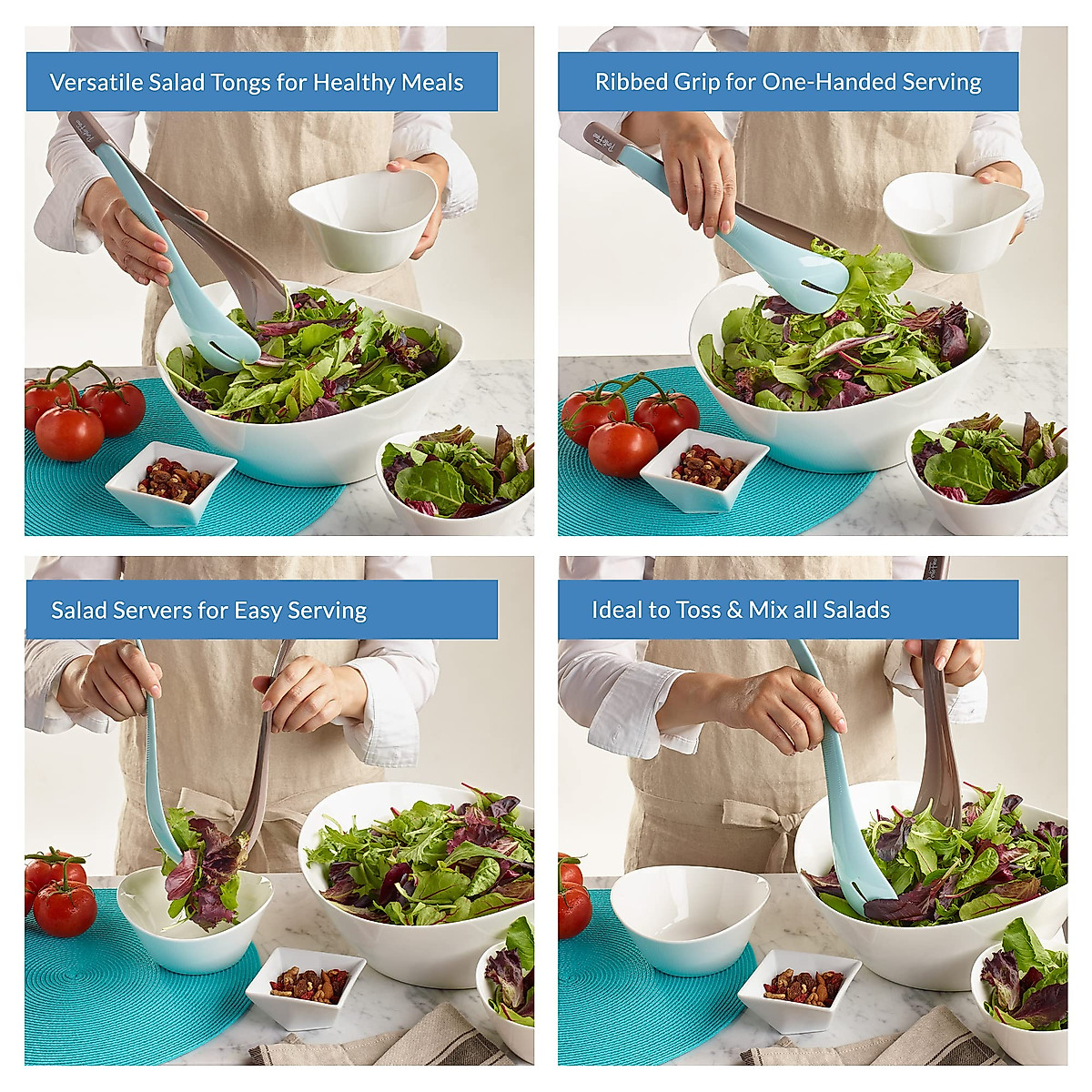 Salad Tongs for Serving - Salad Serving Utensils - Salad Tongs Dishwasher Safe - Plastic Salad Tongs - Salad Servers - Salad Hands - Salad Spoons for Serving - Nesting Salad Tongs - Salad Mixing Tongs