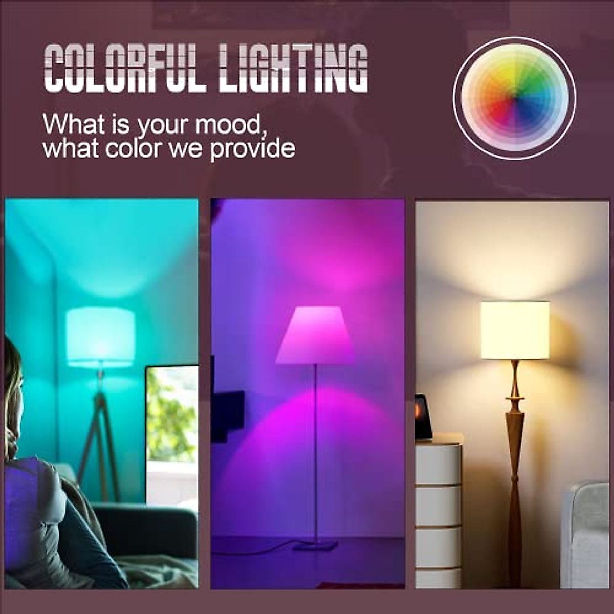 Ailofy LED Smart Light Bulbs, 16M Color Changing Dimmable, Works with Alexa & Google Assistant, RGBCW Colored Bulb, Bluetooth WiFi Light Bulbs, A19 E26, 9W 800LM, 1800K-6500K Tunable White, 2 Pack