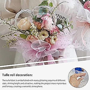 Glitter Tulle Fabric 6 Rolls 6 Inch by 60 Yards Total Sparkle Sequin Mesh Netting Fabric Ribbon Spool for Wedding Birthday Party Baby Shower Decorations DIY Tutus Petticoat Tulle Skirt Table Skirt