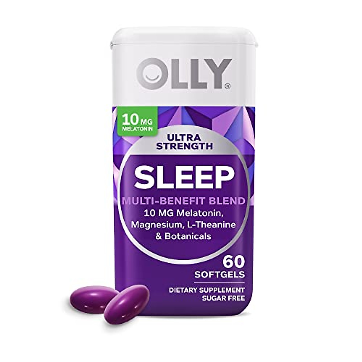 OLLY Ultra Strength Sleep Softgels, 10mg Melatonin, L-Theanine, Chamomile, Magnesium, Lemon Balm, Supports Deep Restful Sleep, Nighttime Sleep Aid, Non Habit-Forming - 60 Count