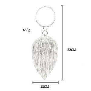LUI SUI Women Round Ball Dazzling Crystal Evening Handbags Rhinestone Tassel Handle Purse Bags Wedding Shoulder Handbags