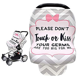 Metplus No Touch Sign Car Seat Cover for Babies, Mom Nursing Covers Breastfeeding Scarf, Multi Use Infant Carseat Canopy for Newborn Carrier/Stroller/Shopping Cart, Baby Shower Gifts for Boy Girl