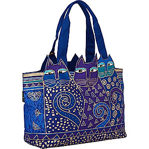 Large Indigo Blue Cats Cutout Shoulder Tote