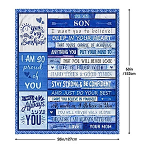 ZWERIVP Gifts for Son for Fathers Day - Son Gifts from Mom - Gift for Grown Son from Mom - Birthday Gifts Ideas for Son - Son Gifts for Graduation - Best Son Gift Throw Blanket 60 x 50 inch