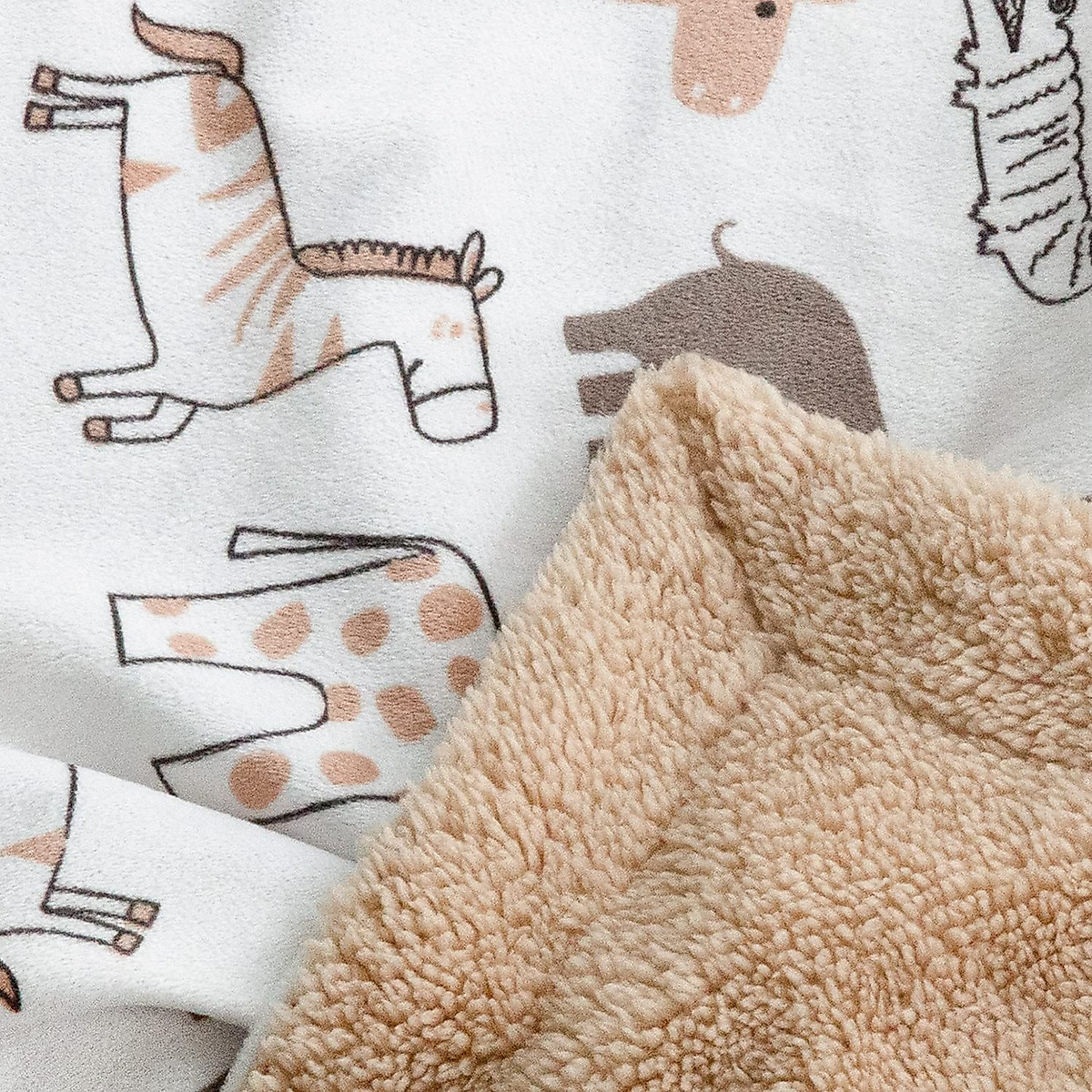 BORITAR Fleece Baby Blanket Reversible Plush for Boy Girls, Heavenly Soft Minky Toddler Blanket with Animals Print Portable Baby Crib Blanket for Newborn and Nursery, Brown 30 x 40 Inch