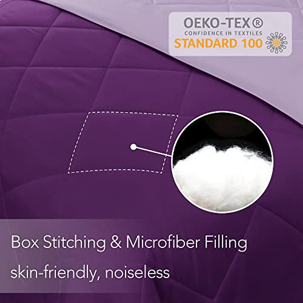 Seward Park Full/Queen Size Reversible Comforter Kids Lightweight Microfiber Fill Girls Bedding All Season Cooling Summer Bedspread Blanket Lavender Plum/Light Dark Purple