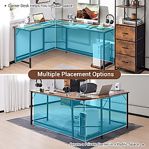 COSTWAY L-Shaped Desk with CPU Stand, 66 Inch Wooden Top Space-saving Corner Desk w/Metal Frame, Large Computer Gaming PC Desk, Writing Table Study Desk for Bedroom, Study, Office (Rustic Brown)