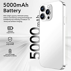 soobu Cell Phone, Quad Core Smart Phone 5000mAh Battery 4G Network Face Unlocking 4GB RAM 64GB ROM 6.5Inch for School (White)