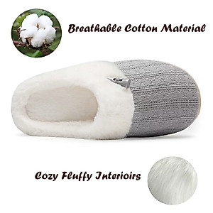 NineCiFun Women's Slip on Fuzzy Slippers Memory Foam House Slippers Outdoor Indoor Warm Plush Bedroom Shoes Scuff with Faux Fur Lining size 7 8 light grey