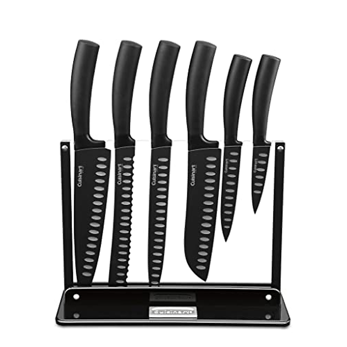 Cuisinart C77NS-7P Classic Nonstick Edge Collection 7-Piece Cutlery Knife Set with Acrylic Stand, Black