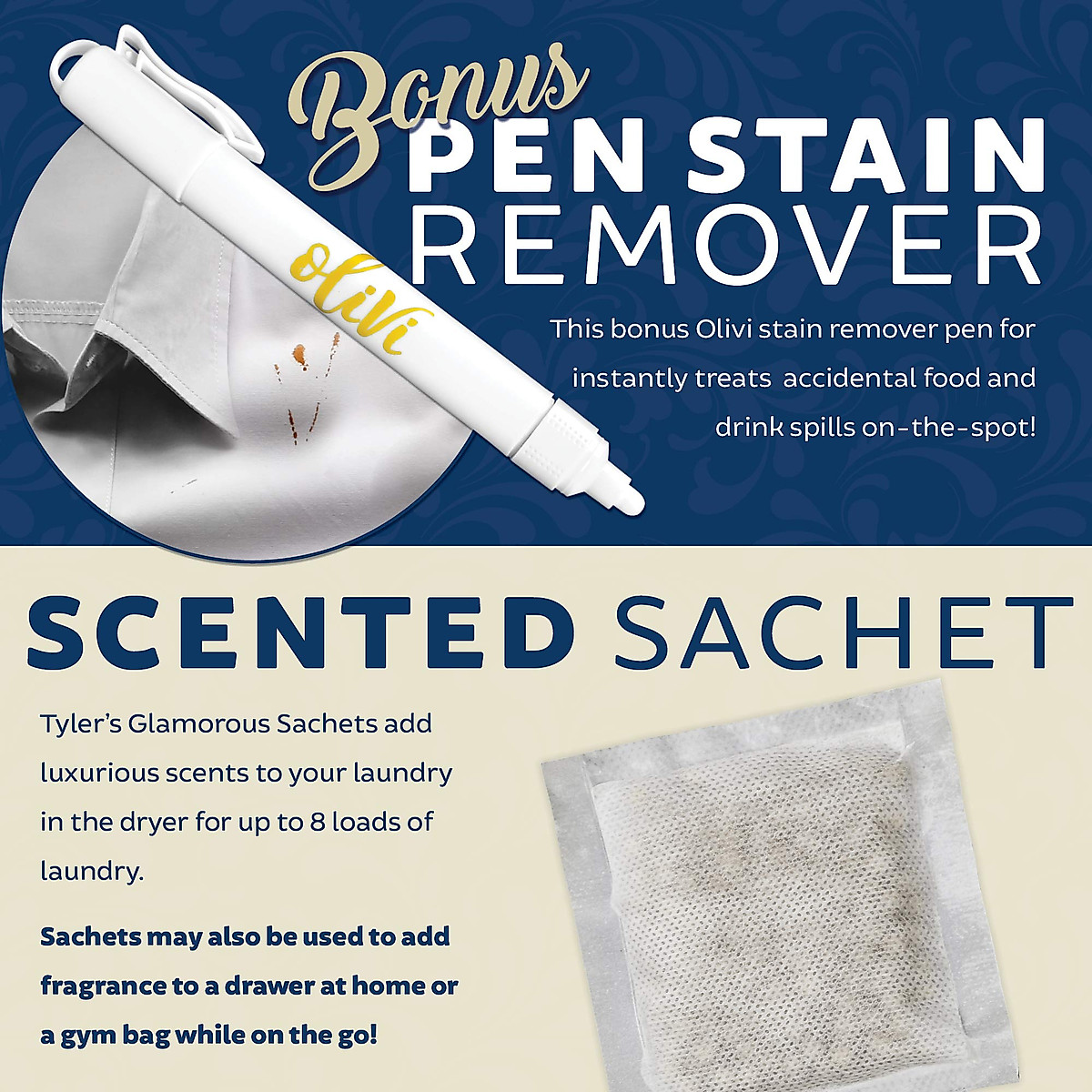 Tyler DIVA Glamorous Wash Laundry Detergent - 1 Gallon - With Olivi Stain Remover Pen - Fresh Scented Sachet - Laundry Detergent For Washing