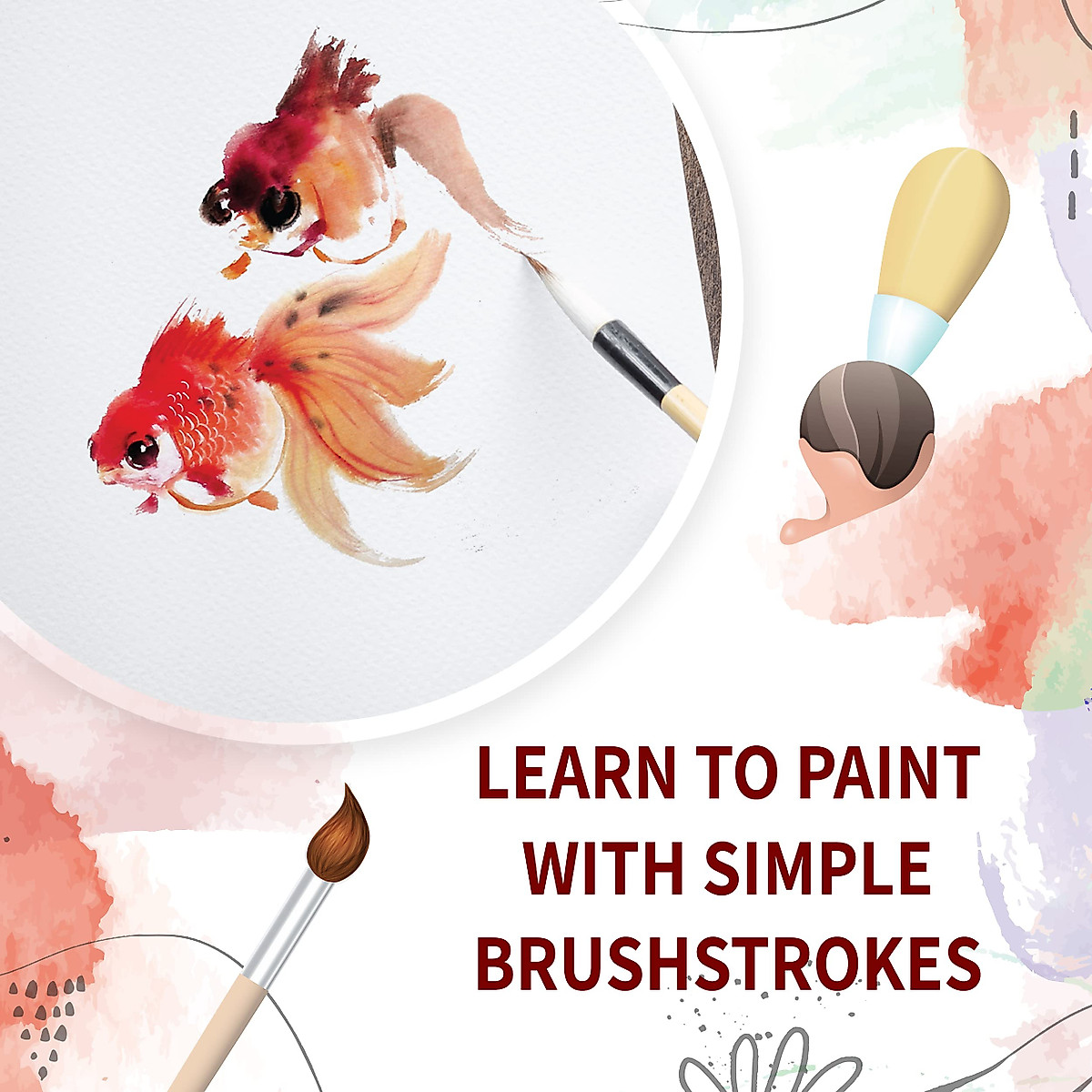 SpiceBox Masterclass Chinese Brush Painting Kit for Adults, DIY Learn to Paint Arts and Crafts Hobby Set, Includes Watercolor Paints, Book, Paintbrushes, Ink Stone, Ink Stick, Sketch Pad