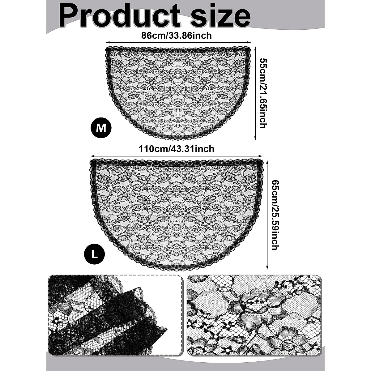 Bencailor 2 Pcs Lace Veils for Church Mantilla Catholic Veil Latin Mass Head Covering Veils for Bridal Women (Classic Style,M)