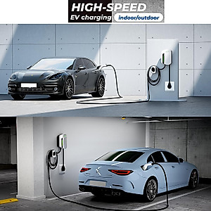 QPQ Level 2 EV Charger, 40Amp 240V Hardwired EV Fast Charge Station, Wall Charger Electric Vehicle Charging Stations with NEMA 14-50 25FT Cable FCC/UL/ROHS for J1772 EV Charger for Home