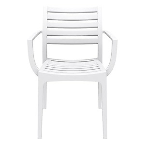 Compamia Artemis Outdoor Patio Dining Arm Chair in White (Set of 2)