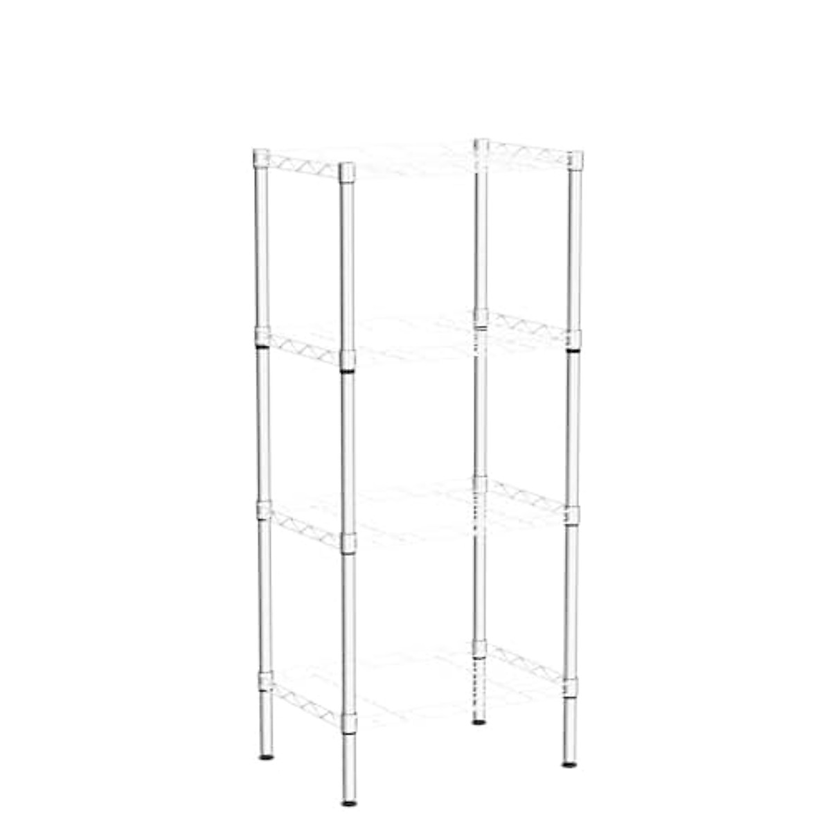 4 Tier Wire Shelving Unit, Height Adjustable Wire Shelves with 264 LBS Capacity, Metal Storage Rack Organizer for Laundry, Kitchen, Bathroom, Pantry, Closet (9.8"D x 13.7"W x 31.5"H, Silver)