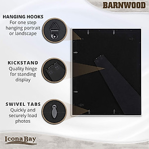 Icona Bay 11x14 Pony Gray Picture Frame, Country Rustic Style 11 x 14 Photo Frame, Table Top or Wall Mount, Barnwood Collection