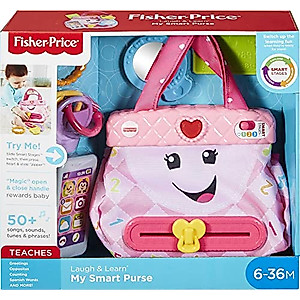 Fisher-Price Laugh & Learn Baby & Toddler Toy My Smart Purse Pretend Dress Up Set With Lights & Learning Songs For Ages 6+ Months
