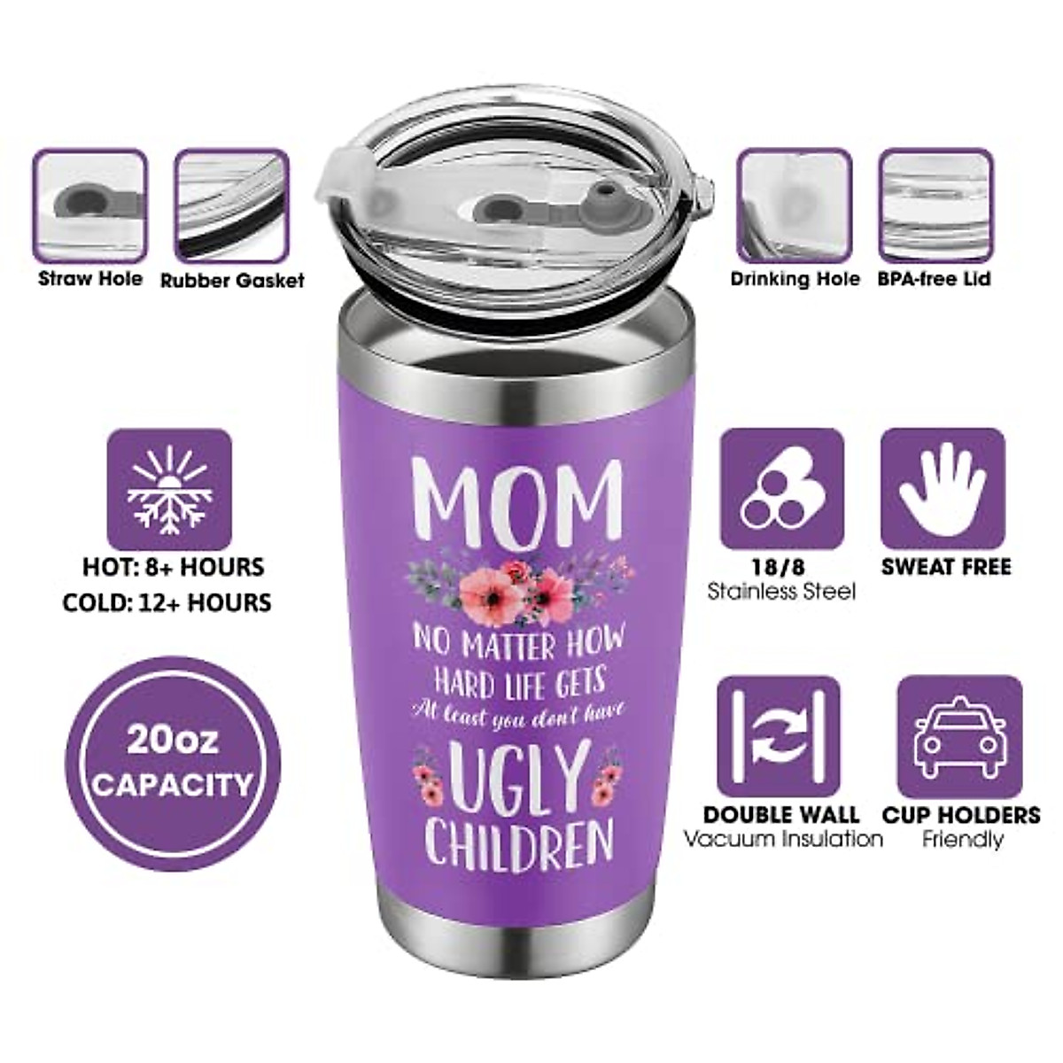 UMACVN Gifts For Mom from Daughters, Son, Husband - Mom Gifts, Mother Gifts - Mothers Day Gifts, Birthday Gifts for Mom - Gift for Mom, Mom Gift Ideas - 20 Oz Stainless Steel Tumbler