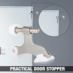 Chumia 48 Pieces Hinge Pin Door Stops Satin Brushed Door Stopper Adjustable Heavy Duty Hinge Door Stopper with Rubber Bumper Tips (Silver)