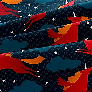 DragonBtu Unicorns Red 3 Piece with 2 Pillow Shams Comfortable Print Bedding Set Soft Comforter Cover Set for Women Girl