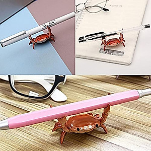 Glasses Frames Penholder Japanese Creative Pen Holder Cute Crab Weightlifting Crabs Penholder Bracket Storage Rack Gift Stationery (Orange)