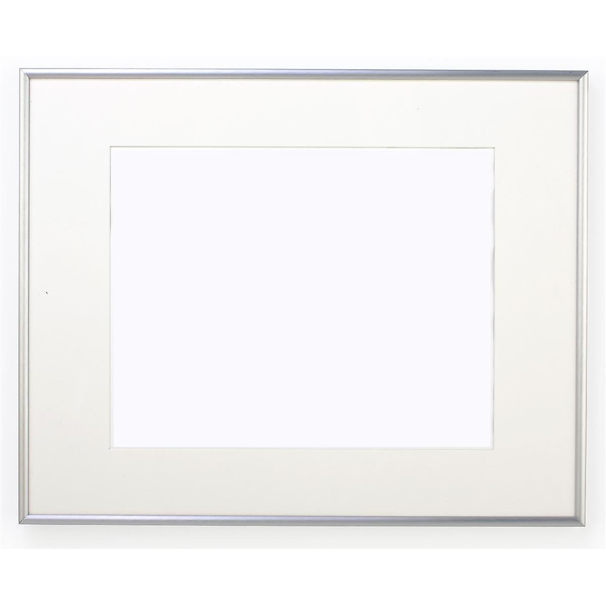 Silver Picture Frame for 11 x 14 Prints with Removable White Mat, Eliminate The Mat to Display a 16 x 20 Poster, for Wall Mount Use - Aluminum Frame with Clear Plastic Lens