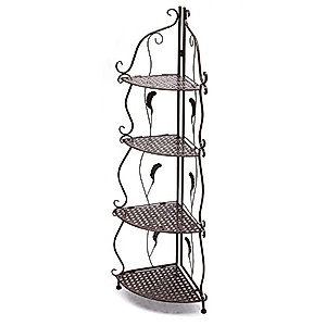 WANLECY 4 Layers Corner Shelf Stand, Metal Corner Bathroom Shelf Freestanding Toilet Bedroom Multi-Storey Shelf, Multipurpose Space Saving Storage Rack for Living Room, Kitchen, Bathroom