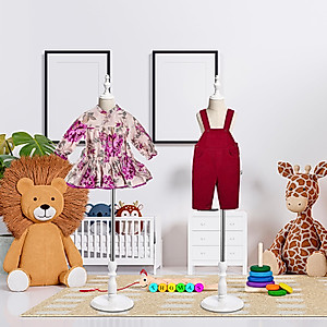 Geetery 2 Pcs Child Kids Dress Form Mannequin 2-3 Years Old Adjustable Toddler Clothes Mannequins Child Display Body Bust Forms with Wooden Base for Sewing Window Counter Display , White