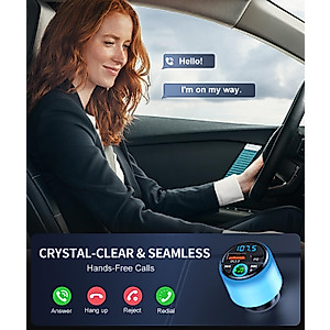 Otemly Bluetooth 5.3 FM Transmitter for Car [PD 30W & QC3.0 18W] Fast Charge, [All-Over Glow] Bluetooth Car Adapter Wireless FM Radio Transmitter Car Kit, Hands-Free Calls, Hi-Fi Music