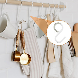 HARFINGTON 12pcs S Hooks 3.5" Plastic Hanging S Shaped Hooks Large S Hanger Closet Rod Hooks for Hanging Kitchen Utensils Cups Plants Jewelry Jeans Clothes Towels Tools, White