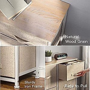 Pipishell Fabric Dresser, 5 Drawer Storage Chest Tower, Organizer Unit for Bedroom, Hallway, Entryway, Closets and Living Room -Sturdy Steel Frame, Wood Top, Easy Pull