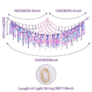 Beinou Stuffed Animals Net or Hammock with Butterfly Stuffed Animals Storage Holder with LED Light Toy Storage for Stuffed Animals for Girls Bedroom Decor