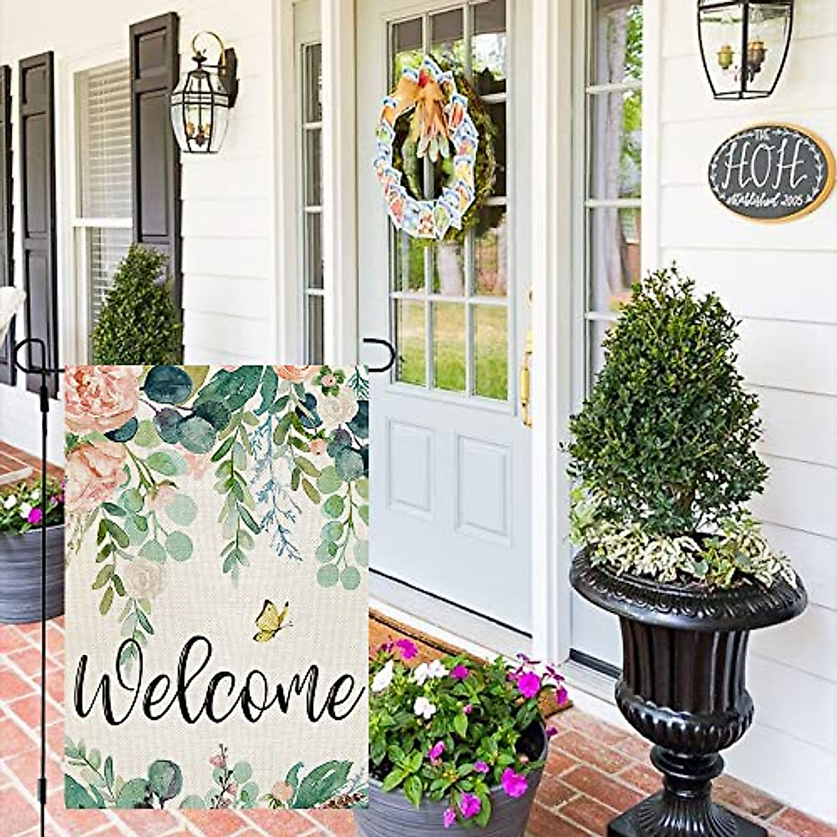 CROWNED BEAUTY Spring Garden Flag Floral 12x18 Inch Double Sided for Outside Welcome Burlap Small Yard Holiday Decoration CF747-12