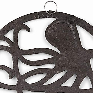 gasaré, Trivet for Hot Dishes, Pots and Pans, Metal Trivet, Octopus Design, Cast Iron, Rubber Feet Caps, Ring Hanger, 8 Inches, Brown Finish, 1 Unit