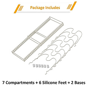 COZIMORE Pots and Pans Organizer,Pan Organizer rack for cabinet, and Rack Organizer with 7 dividers,Dish Rack for Cabinets, Lid Organizer, Cabinet Organizer WHITE
