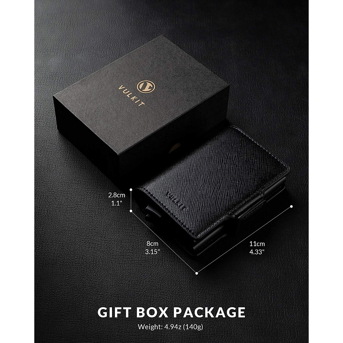 VULKIT Credit Card Holder RFID Blocking Leather Automatic Pop Up Wallet Magnetic Wallet Double Card Case for Men and Women Cross Black