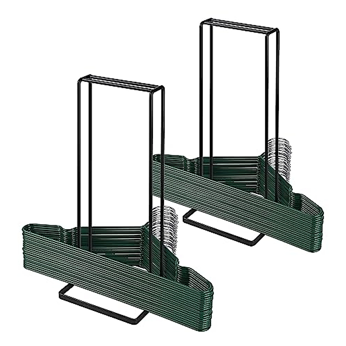 Hanger Organizer Stacker 2 Pack, Hanger Storage Stand Holds Up to 110 Wire Clothes Hangers for Closet Laundry Room, Metal Stand Hanger Holder Rack for Children Adults Clothes Hangers, Black