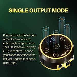 Dragoart Aurora 2 Tattoo Power Supply 1.5-16v Professional Tattoo Power Supply Box for Coil & Rotary Tattoo Machine Pen, Dual Outputs/Colorful LEDs/Touchscreen/Magnetic Base/2 Foot Pedal Modes(Black)