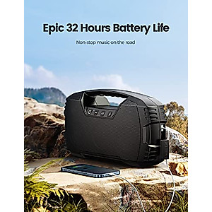 IPX7 Waterproof Bluetooth Speaker, 40W Portable Wireless Speaker, 32H Playtime, Stereo Loud Sound, Deep Bass, Outdoor Speaker with Handle, Bluetooth 5.0, Built-in Mic, Power Bank for Party,Pool,Beach