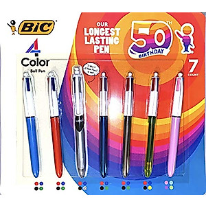 BiC 4-Color Ball Pens Long-Lasting Ink, 7 Count