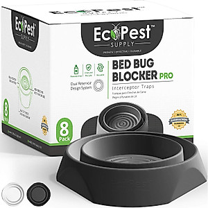 Bed Bug Interceptors – 8 Pack | Bed Bug Blocker (Pro) Interceptor Traps (Black) | Insect Trap, Monitor, and Detector for Bed Legs