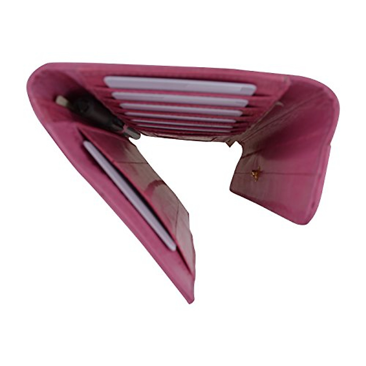 Womens Eel Skin Leather Deluxe Checkbook Wallet (Pink)