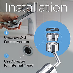 Swivel Sink Chrome Faucet Aerator for Face, Eyewash, and Gargle – 720 Degree Rotatable Sink Adapter Sprayer Attachment for Kitchen or Bathroom Male or Female Thread – Easy to Install