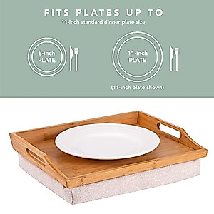 Rossie Home Bamboo Bed Tray Lap Desk with Detachable Cushion, Serving Tray - Natural - Fits up to 15.6 Inch Laptops - Style No. 76107