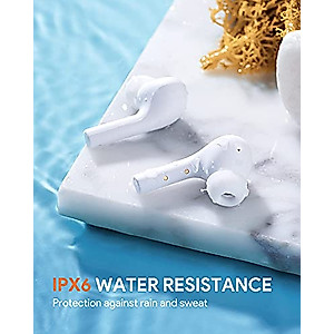 Wireless Earbuds, WENKEYTWS Bluetooth 5.1 Headphones with Wireless Charging Case, Noise Canceling Mics, 30H Playtime, IPX6 Water Resistance, Hi-Fi Stereo Earphones for iPhone and Android(White)