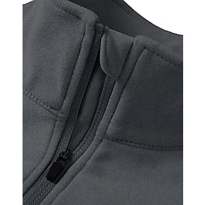 Willit Men's Fleece Golf Pullover Sweaters Quarter-Zip Hiking 1/4 Zip Thermal Jacket Lightweight Gray M